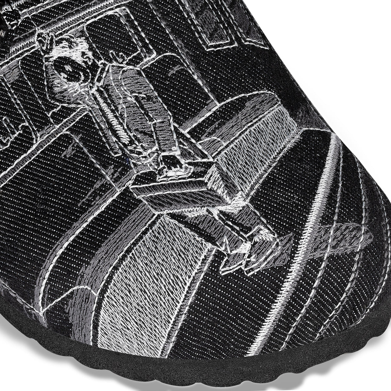 "faces" clogs black denim – derschutze