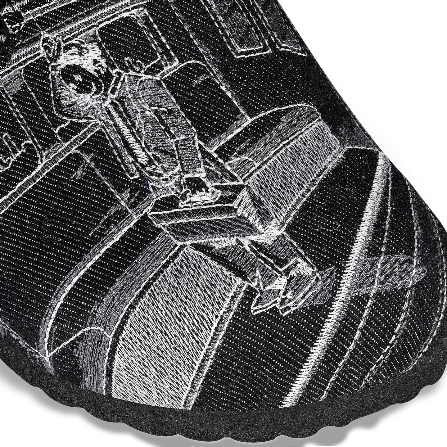 "faces" clogs black denim – derschutze