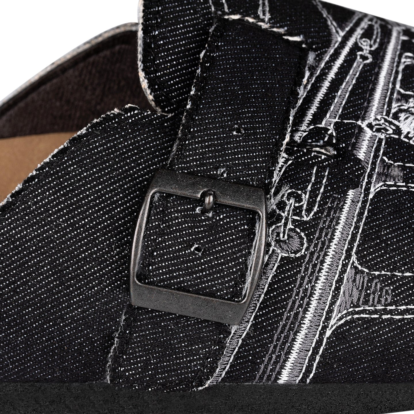 "faces" clogs black denim – derschutze