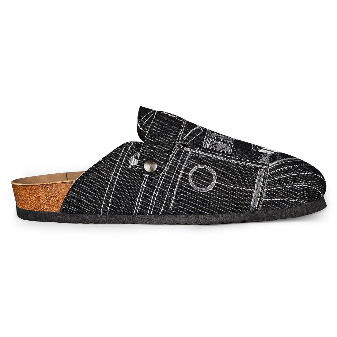 "faces" clogs black denim – derschutze