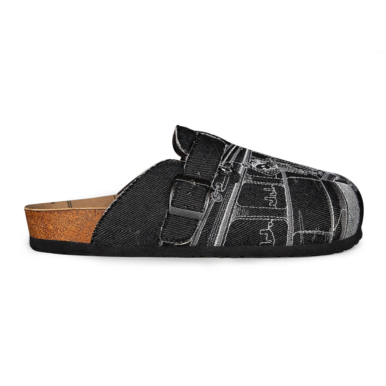 "faces" clogs black denim – derschutze