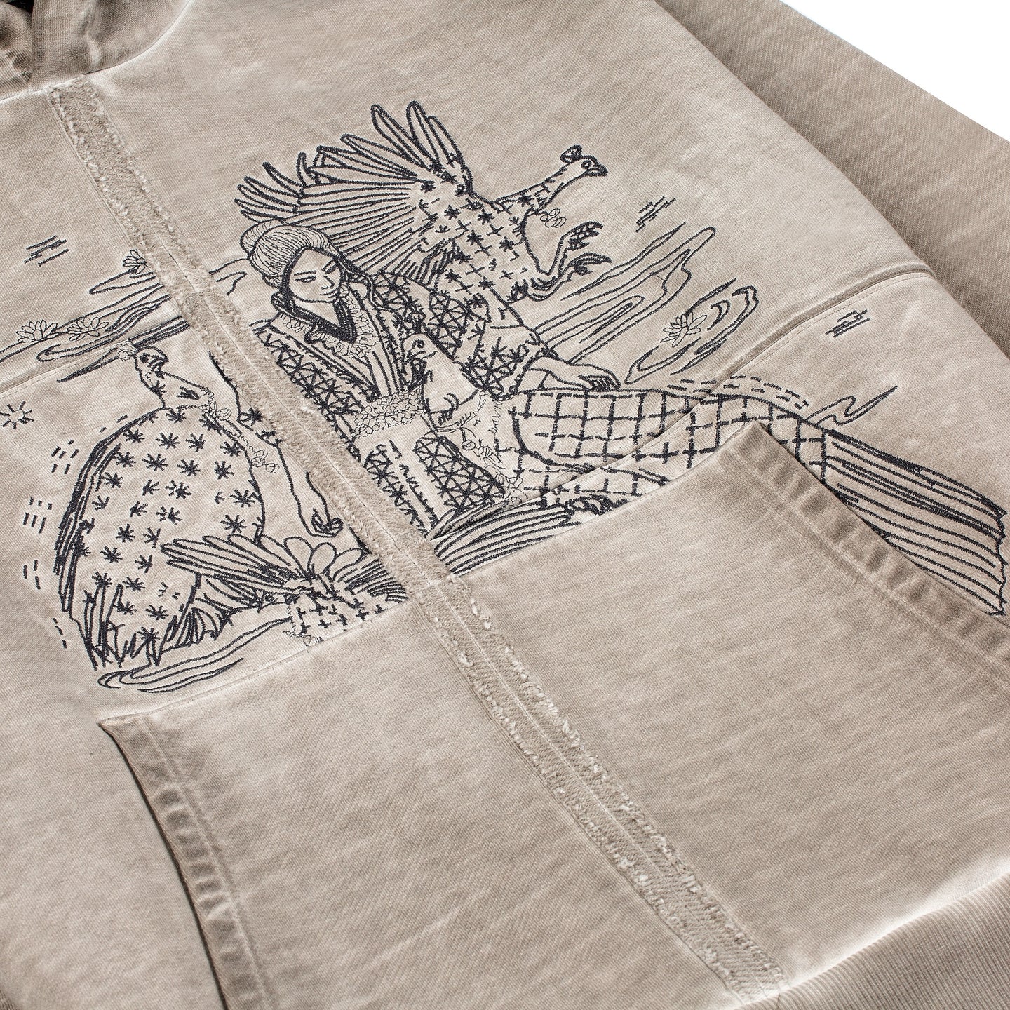 "sashiko v2" Hoodie light grey – derschutze