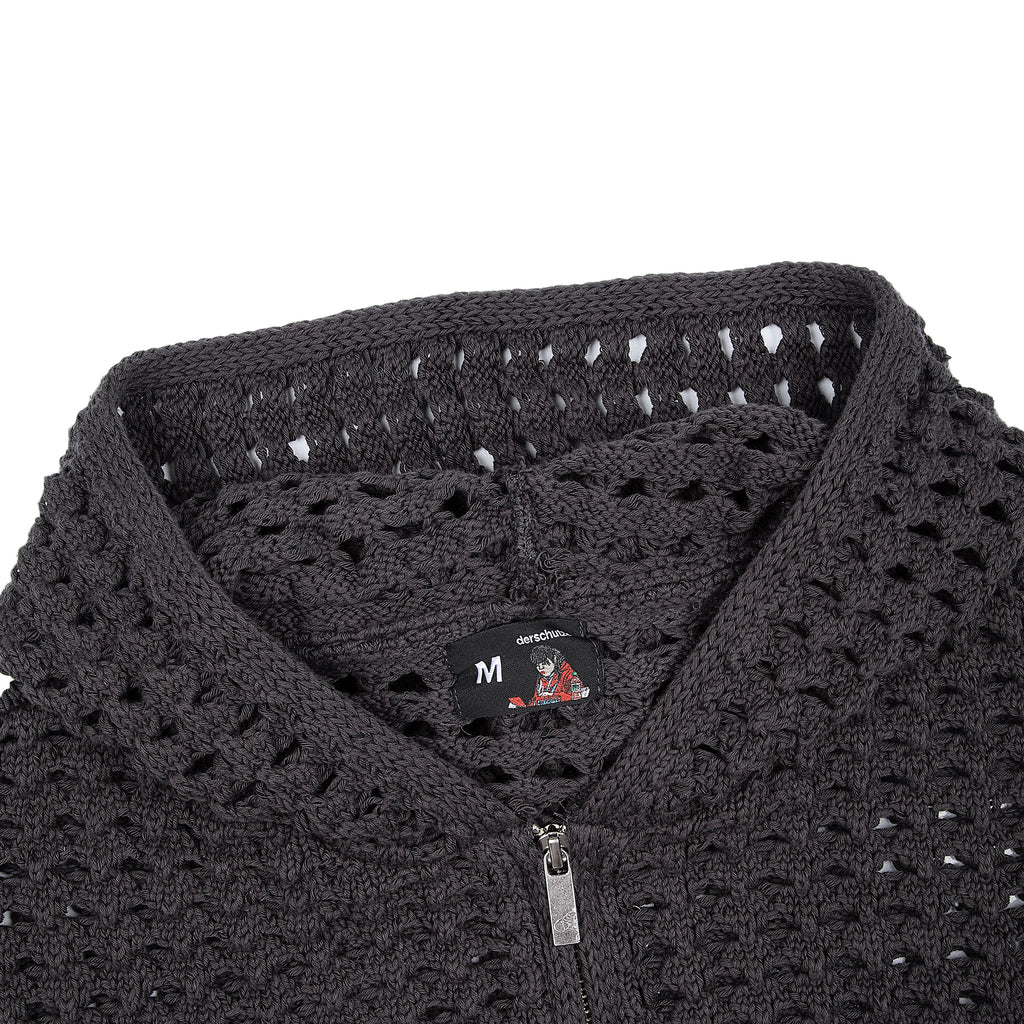 "aziza" crochet zip up anthracite – derschutze